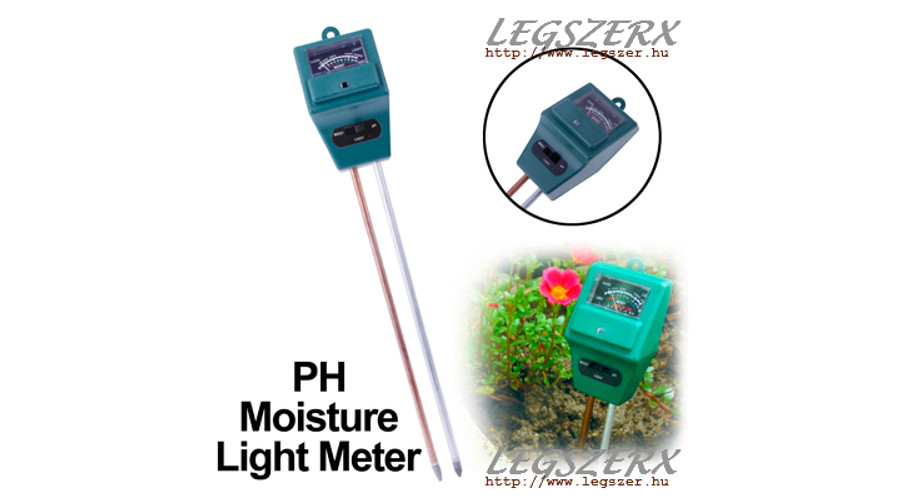 3in1 TALAJ PH MÉRŐ FÉNYMÉRŐ VIRÁGFÖLD NEDVESSÉGMÉRŐ 1év GARANCIA