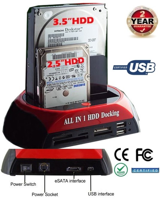 MULTI SATA IDE E-SATA HDD DOKKOLÓ USB MEREVLEMEZ ÁLLOMÁS 2,5 - 3,5 ...